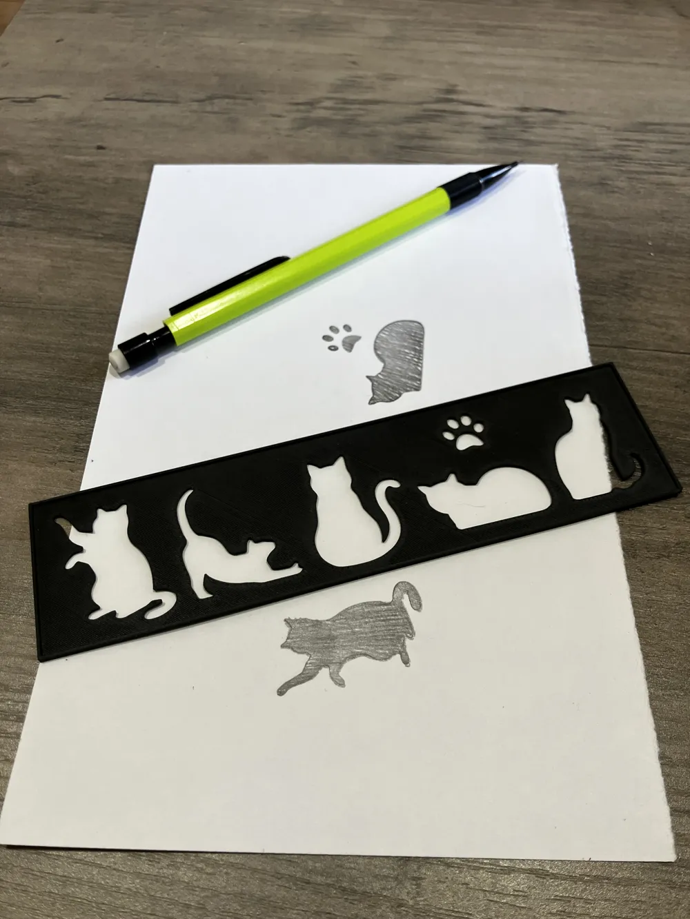 Cat Doodle Stencil & Bookmark - Free 3D Print Model - MakerWorld