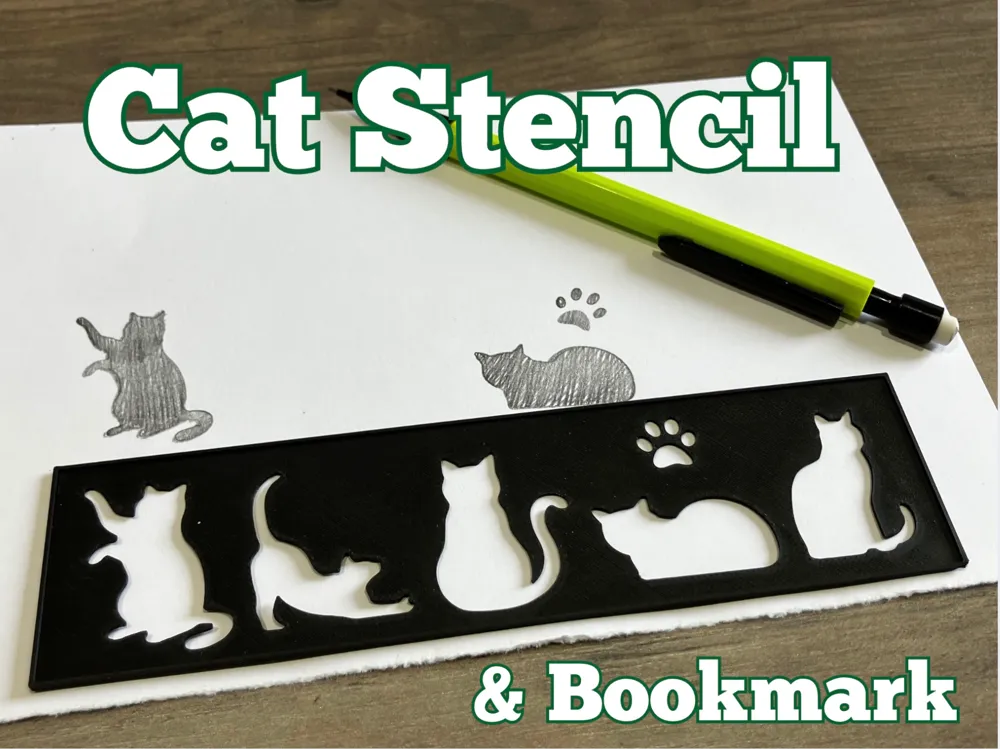 Cat Doodle Stencil & Bookmark - Free 3D Print Model - MakerWorld