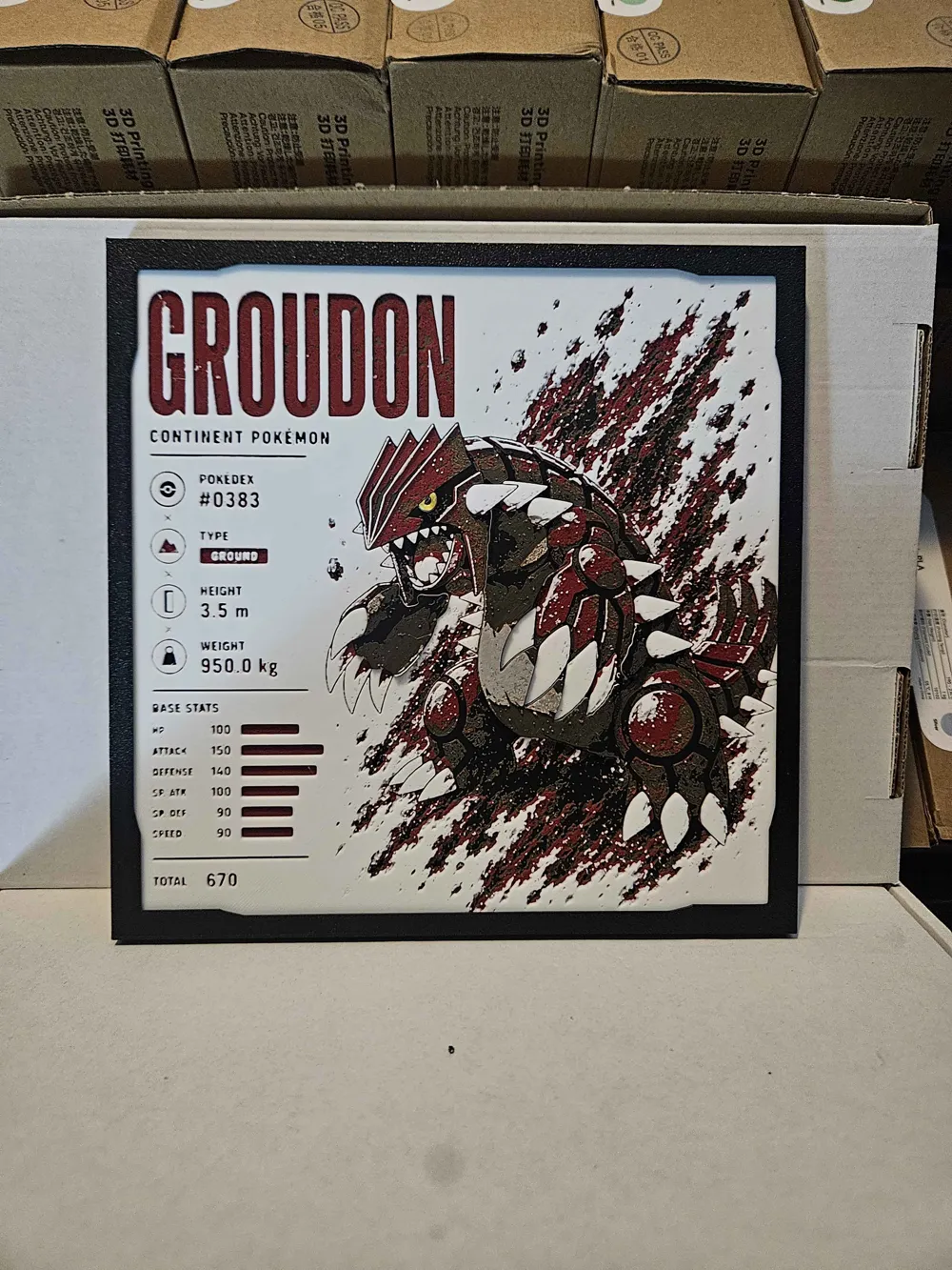 Pokemon - Groudon Infographic Hueforge - Free 3D Print Model - MakerWorld