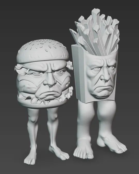Brainrot Series|Burguro and Fryuro - Free 3D Print Model - MakerWorld