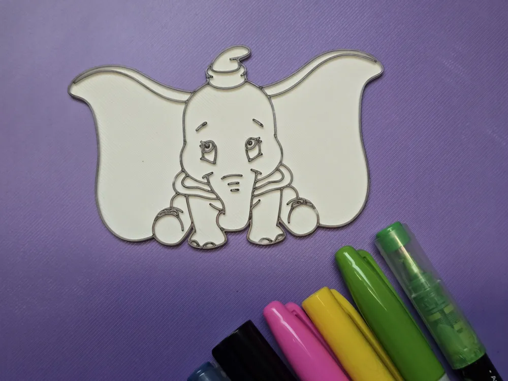 Dumbo Elephant Coloring Craft by Merilno3D MakerWorld: Download Free 3D ...