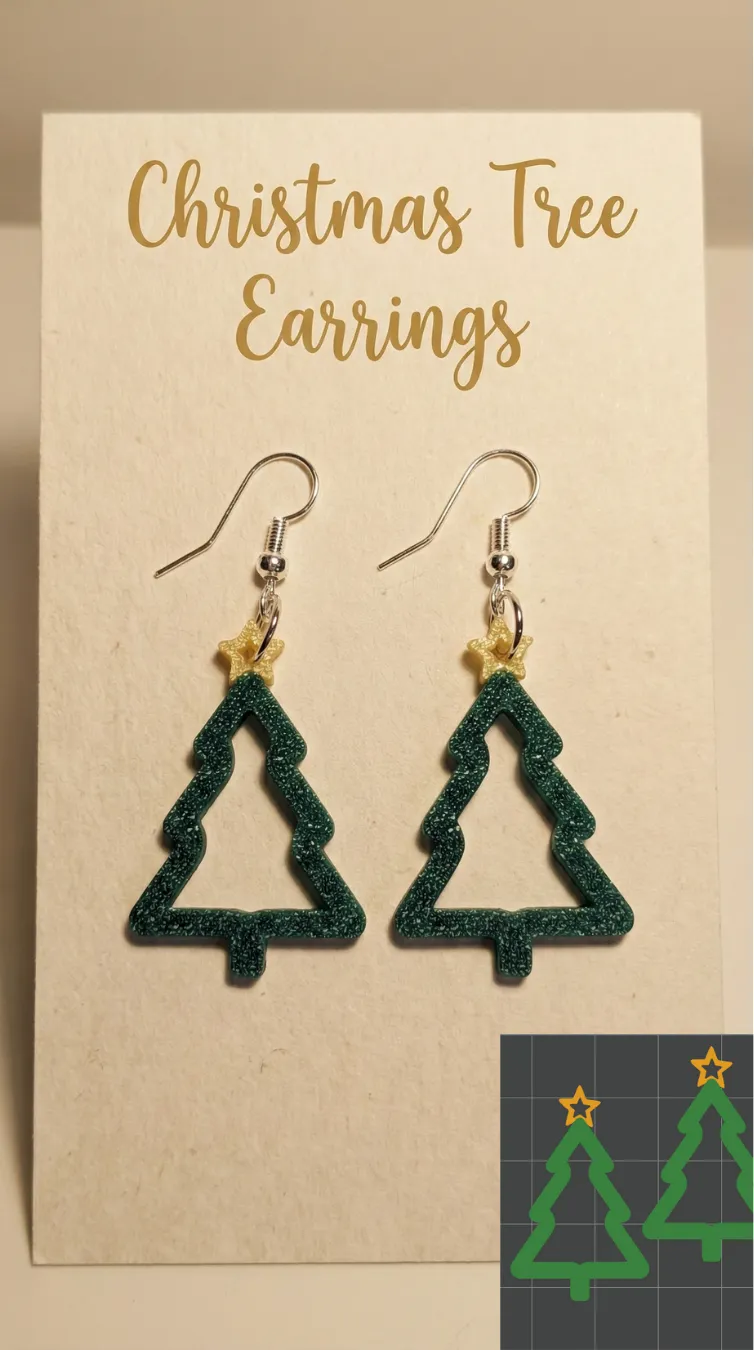 Simple Christmas Tree Earrings - Free 3D Print Model - MakerWorld