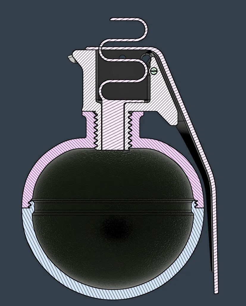 M67 Hand Grenade Hardware-Free Fully 3D Printed Operable Model by user ...