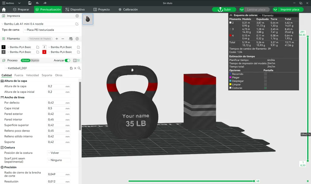 Customizable Kettlebell Keychain | Put yout name! by custom3dmodels - MakerWorld
