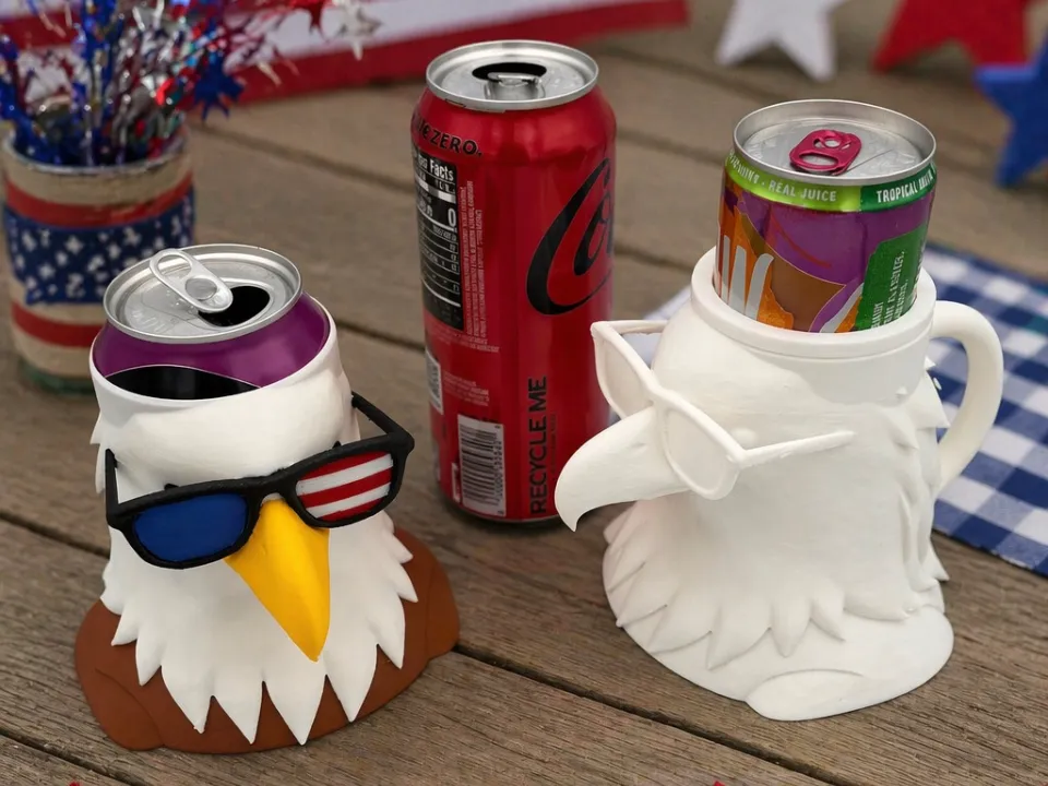 Bald Eagle with Sunglasses Can Holder / Koozie - Free 3D Print Model ...