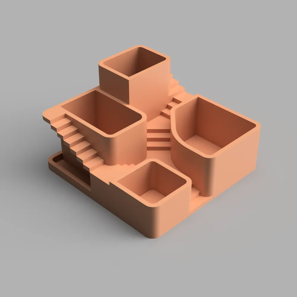 Architectural pots with stairs for small plants - Free 3D Print Model ...