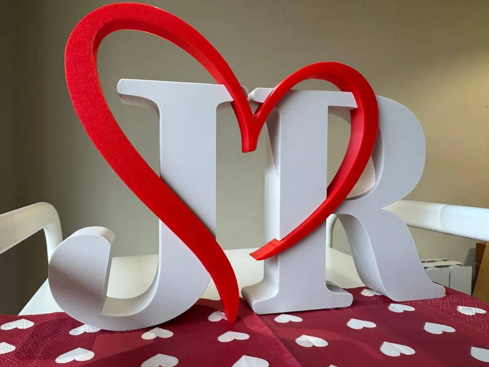 Parametric Initials with Heart – Romantic 3D Decor - Free 3D Print ...