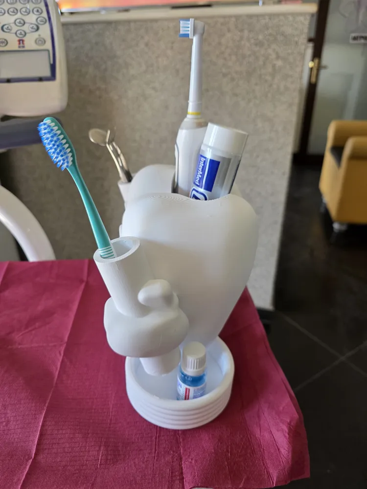 Happy Teeth Toothbrush toothpaste holder - Free 3D Print Model - MakerWorld