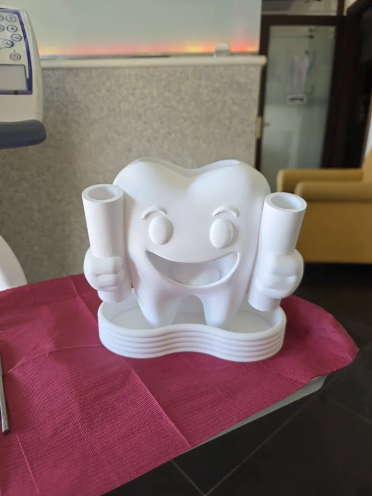 Happy Teeth Toothbrush toothpaste holder - Free 3D Print Model - MakerWorld