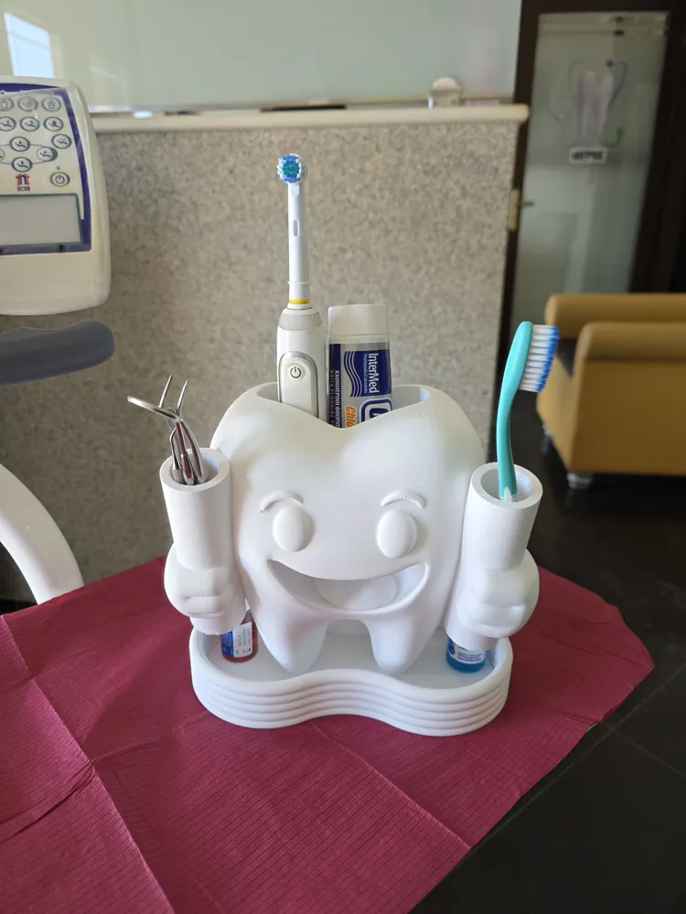 Happy Teeth Toothbrush toothpaste holder - Free 3D Print Model - MakerWorld