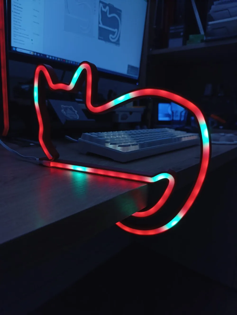 Decorative LED neon cat light by Daxjim MakerWorld: Download Free 3D Models