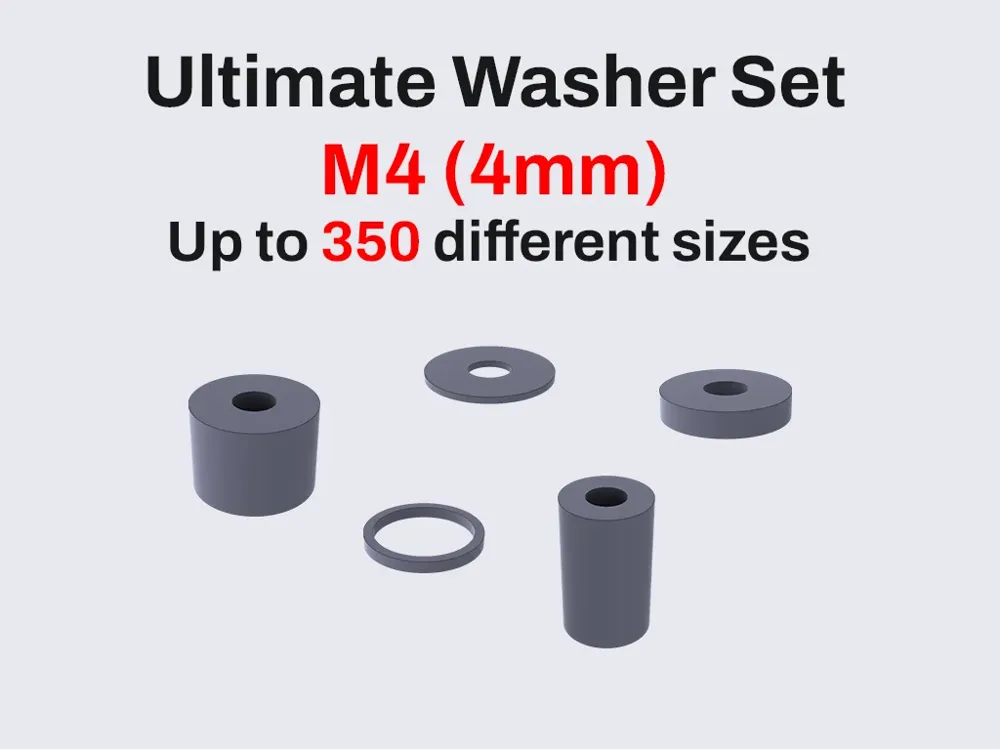Ultimate Washer Set - M4 (4mm) - Free 3D Print Model - MakerWorld