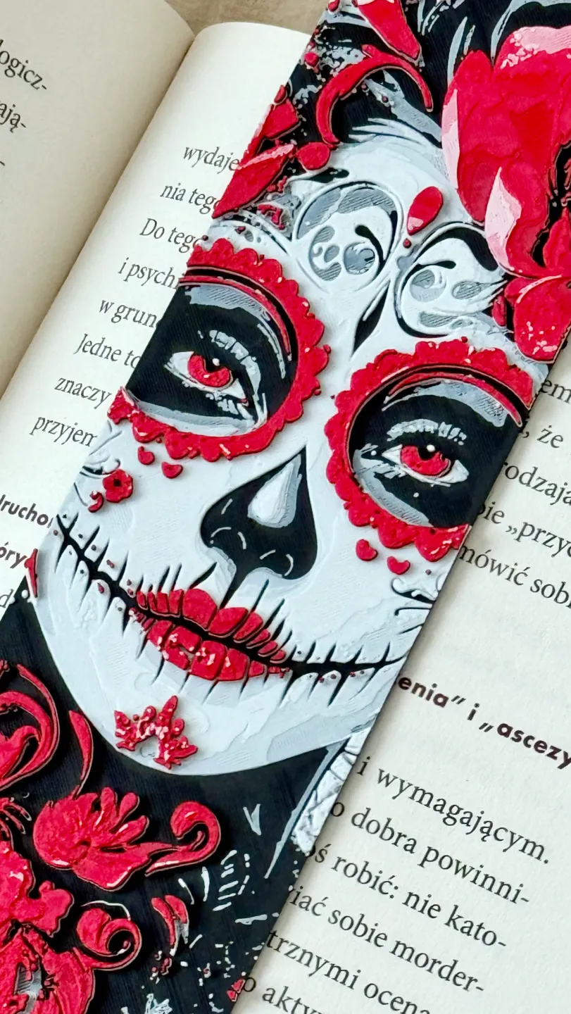 Bookmark - Day of the Dead - Sugar Skull - Free 3D Print Model - MakerWorld