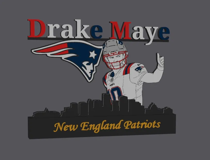 NFL New England Patriots Drake Maye display! - Free 3D Print Model ...