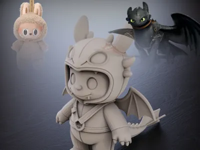 Labubu x Toothless| Fan Art Fusion - Free 3D Print Model - MakerWorld