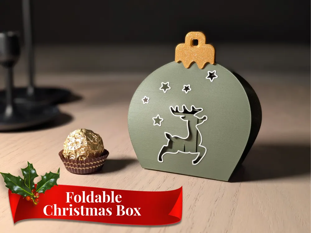Foldable Christmas Box | Reindeer - Free 3D Print Model - MakerWorld