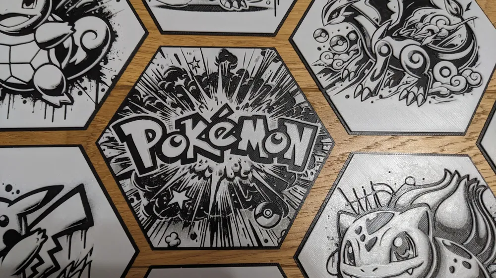 Pokemon Logo Hueforge Hex Hexagon by Seb3D MakerWorld: Download Free 3D ...