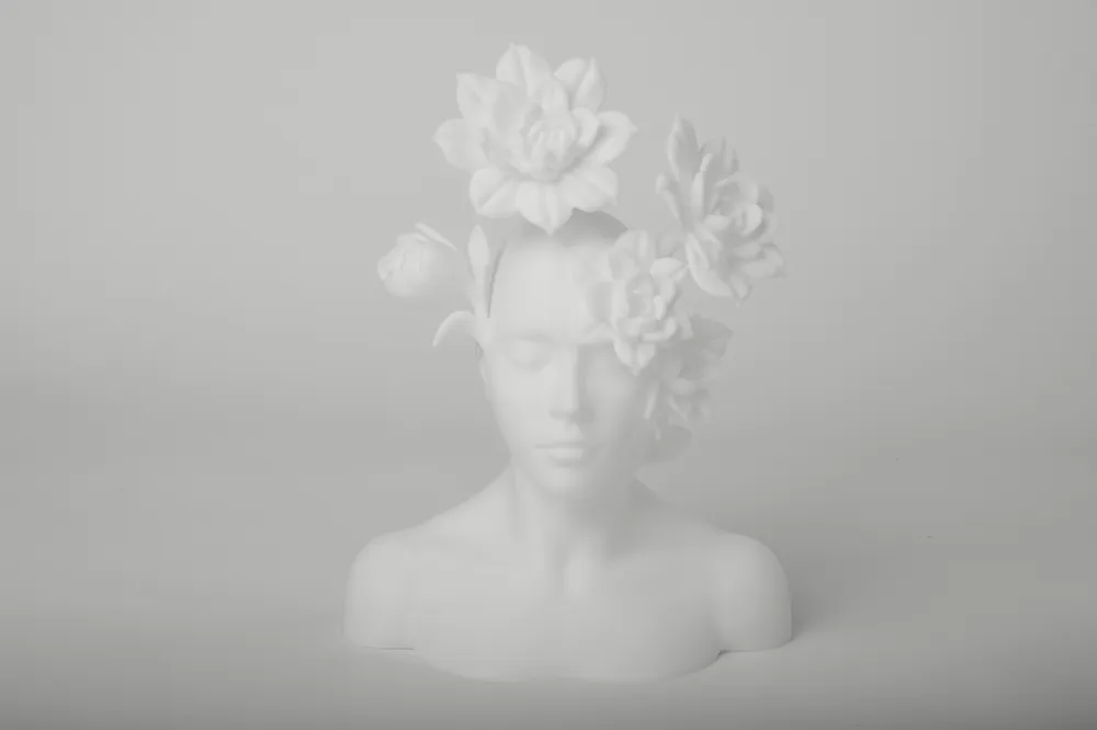 Flower Head Sculpture – Bust with Blooming Flowers - Free 3D Print ...