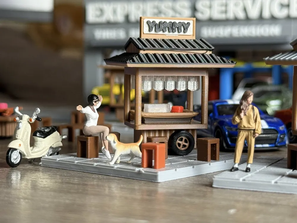 1:64 Yummy Food Cart Diorama - Free 3D Print Model - MakerWorld