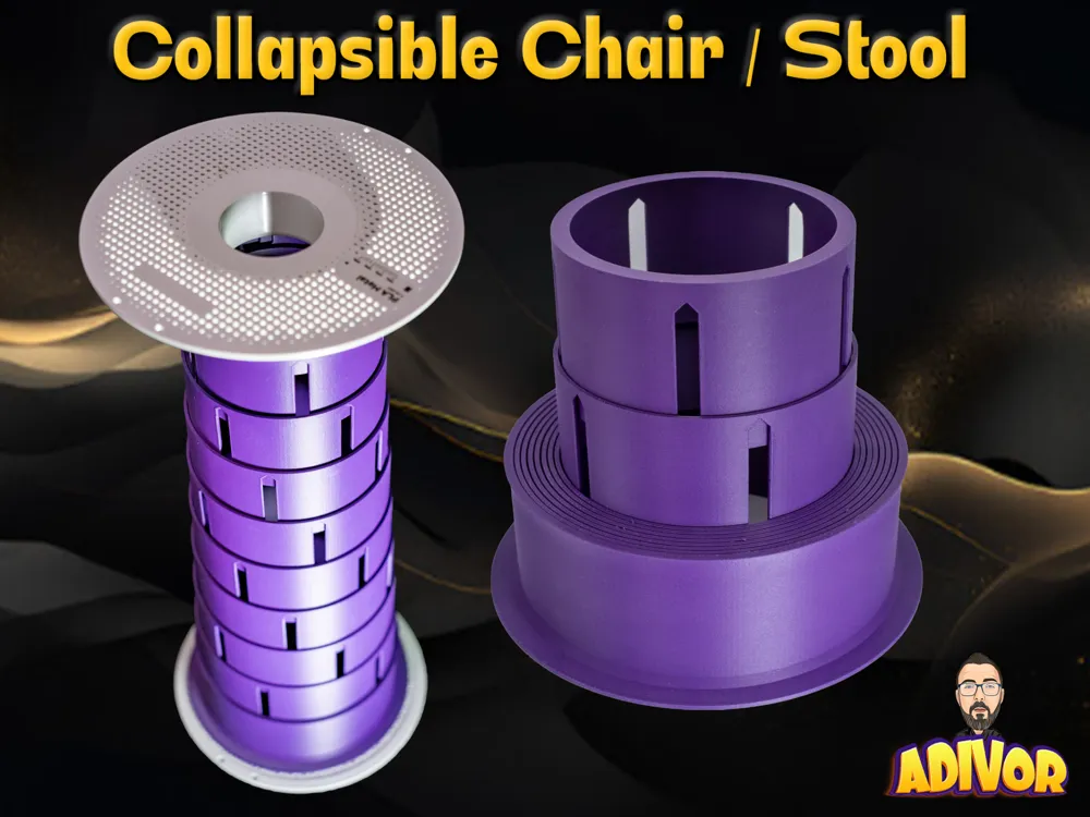 Collapsible Chair - Bambulab Stool by Adivor MakerWorld: Download Free 3D Models