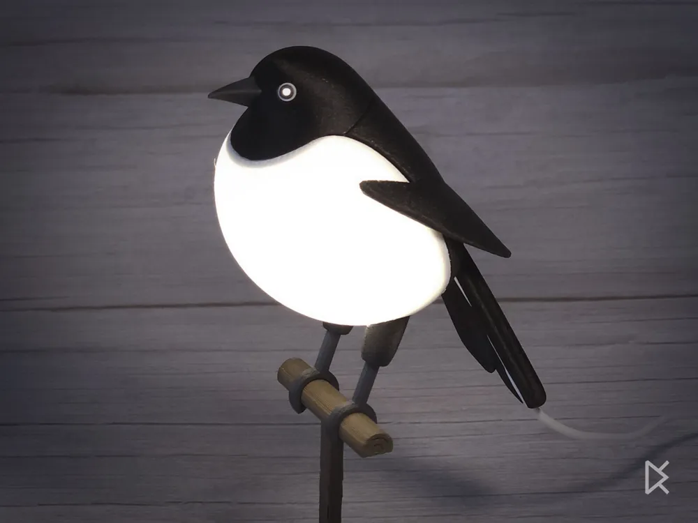 Fluffy Birds - Magpie Lamp by Alchemic Matter MakerWorld: Download Free ...