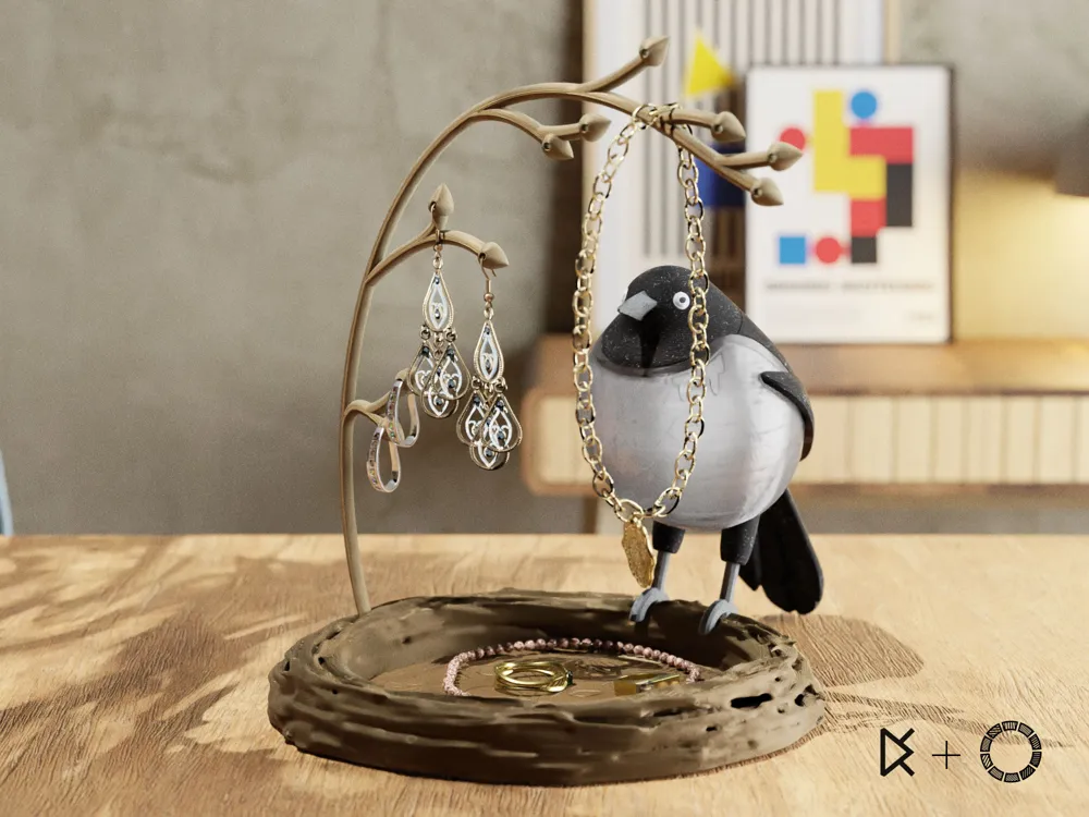 Fluffy Birds - Magpie Lamp by Alchemic Matter MakerWorld: Download Free ...