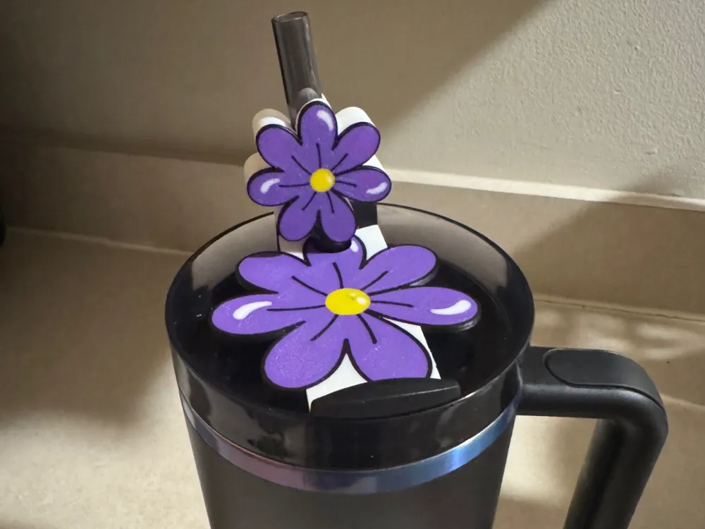 Flower Stanley Cup Plate and Straw Topper by Carman3D MakerWorld ...