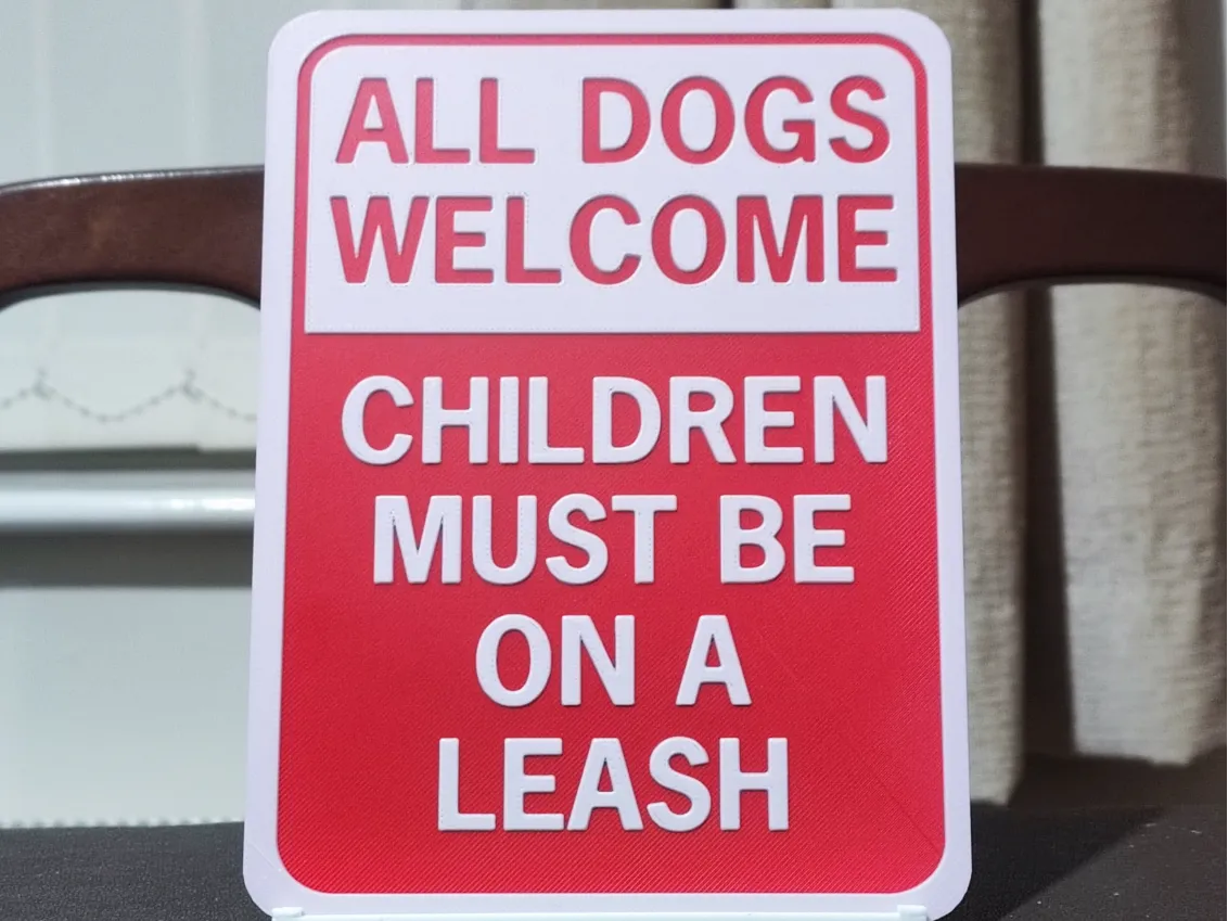 All Dogs Welcome Sign - 2 Color - Free 3D Print Model - MakerWorld