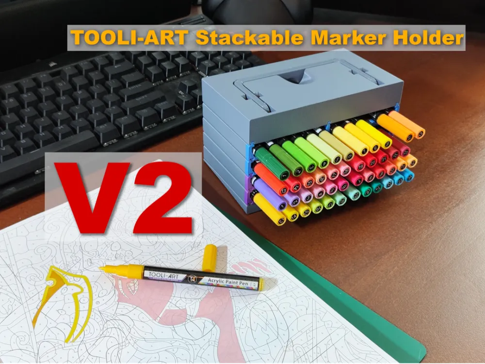 Tooli-Art Stackable Marker Pen Holder V2 by Mr.TiePie MakerWorld: Download Free 3D Models