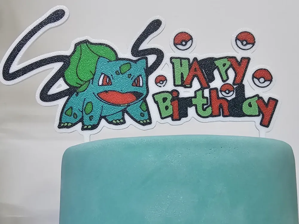 Bulbasaur happy birthday cake topper by 3dToppers MakerWorld: Download ...
