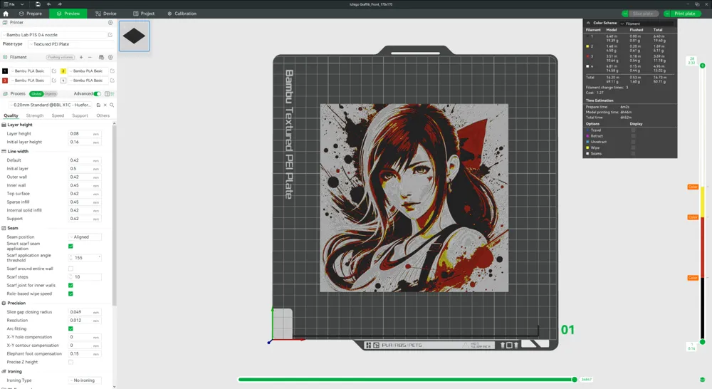 Graffiti Tifa Lockhart Hueforge by 3Ree Printing - MakerWorld