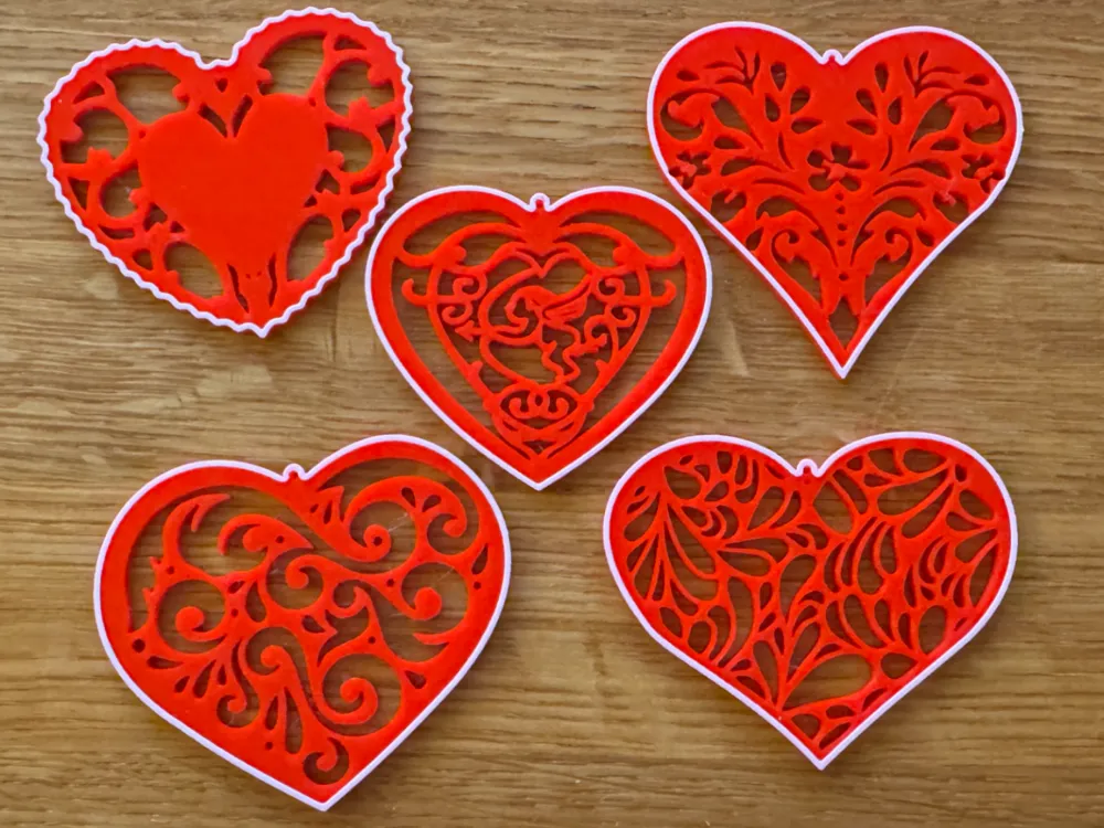 Heart Shaped ornaments set -Two color & Easy print by 3Dmudel.ee ...