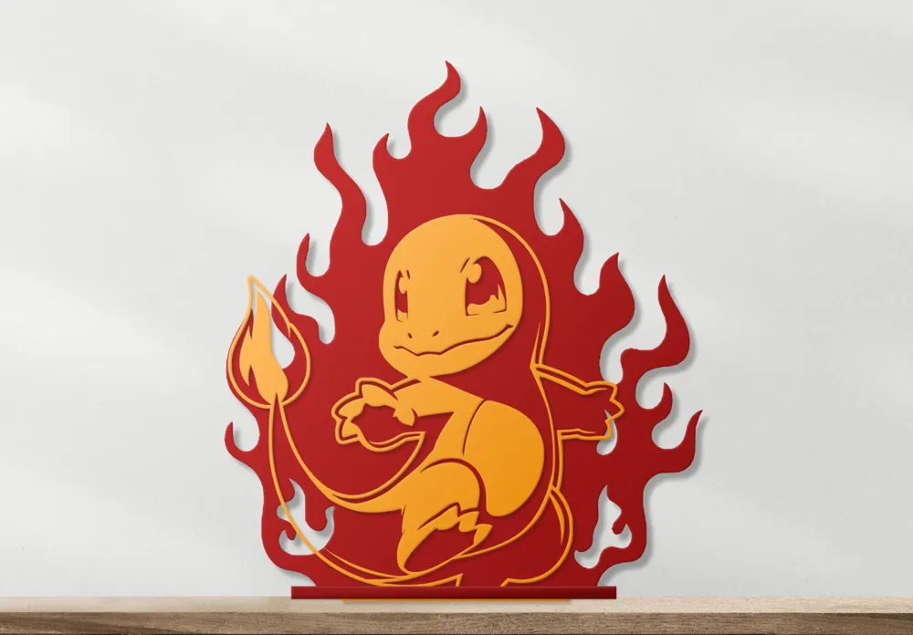 Charmander Pokemon Detailed 2D Silhouette Wall Art by BluB - MakerWorld
