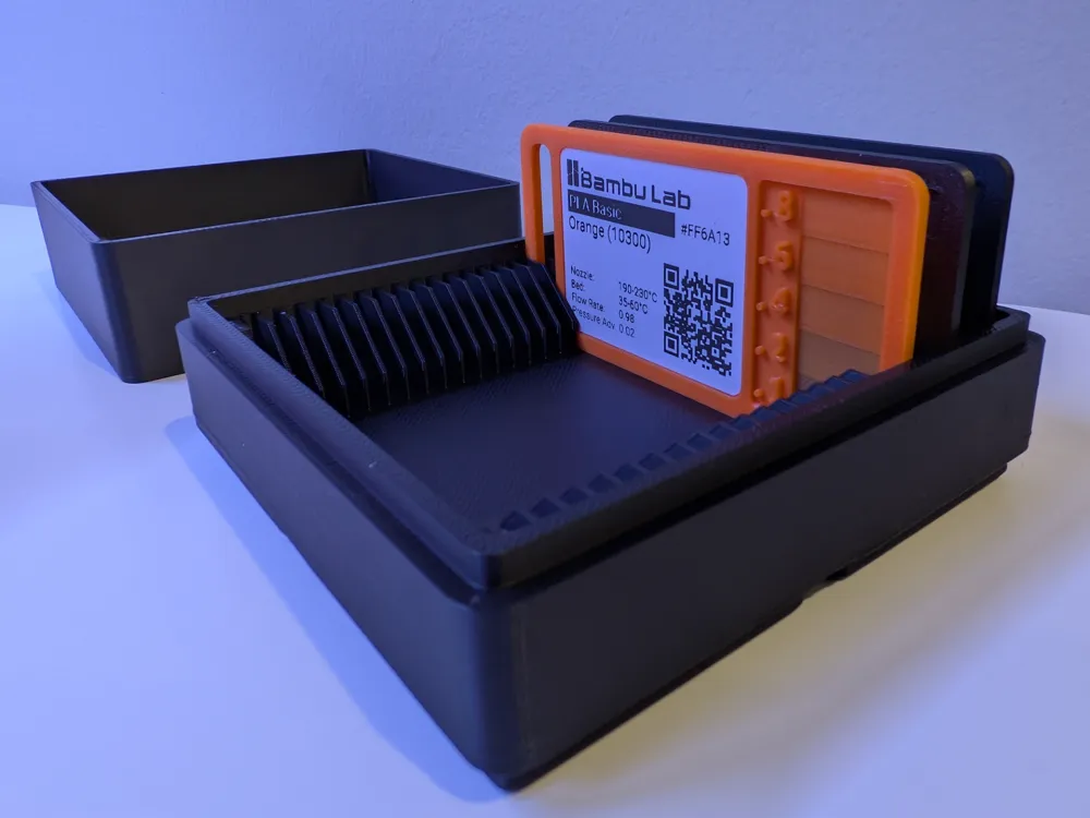 Medium Box for Short Filament Sample Cards Remixed by Faraday - MakerWorld