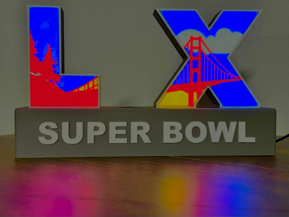 Super Bowl LX 2026–Official Golden Gate Lightbox! - Free 3D Print Model ...