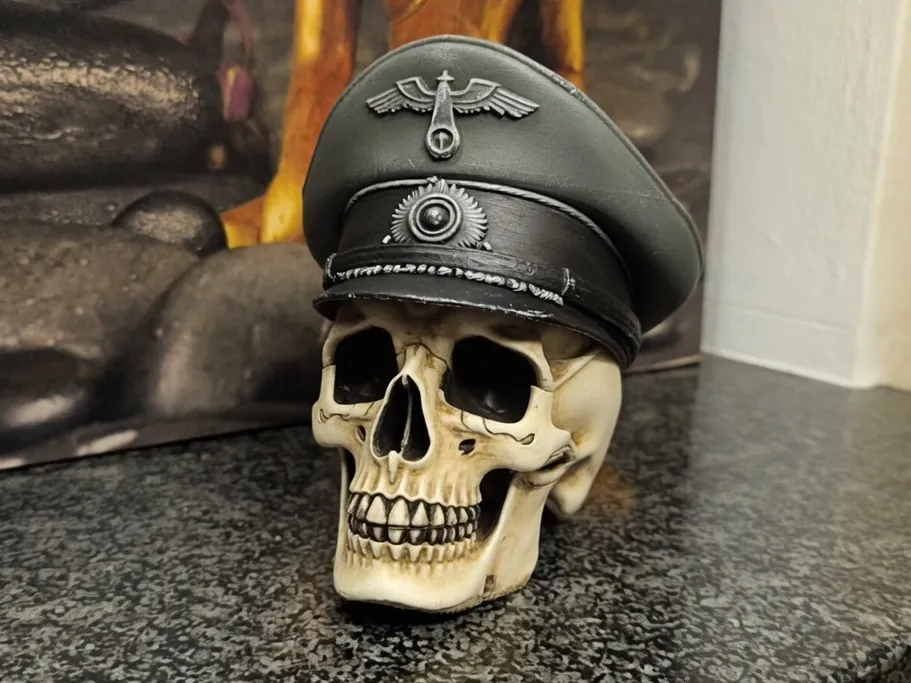 Officer Skull – WW2 Style Peaked Cap Skull - Free 3D Print Model ...