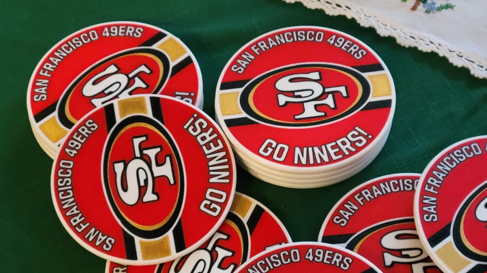 SF 49ers Coasters, 2 styles, GO NINERS by kabendesign - MakerWorld