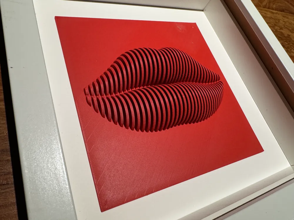 Layered Sculpture Red Lips Painted Kiss by platini76 - MakerWorld