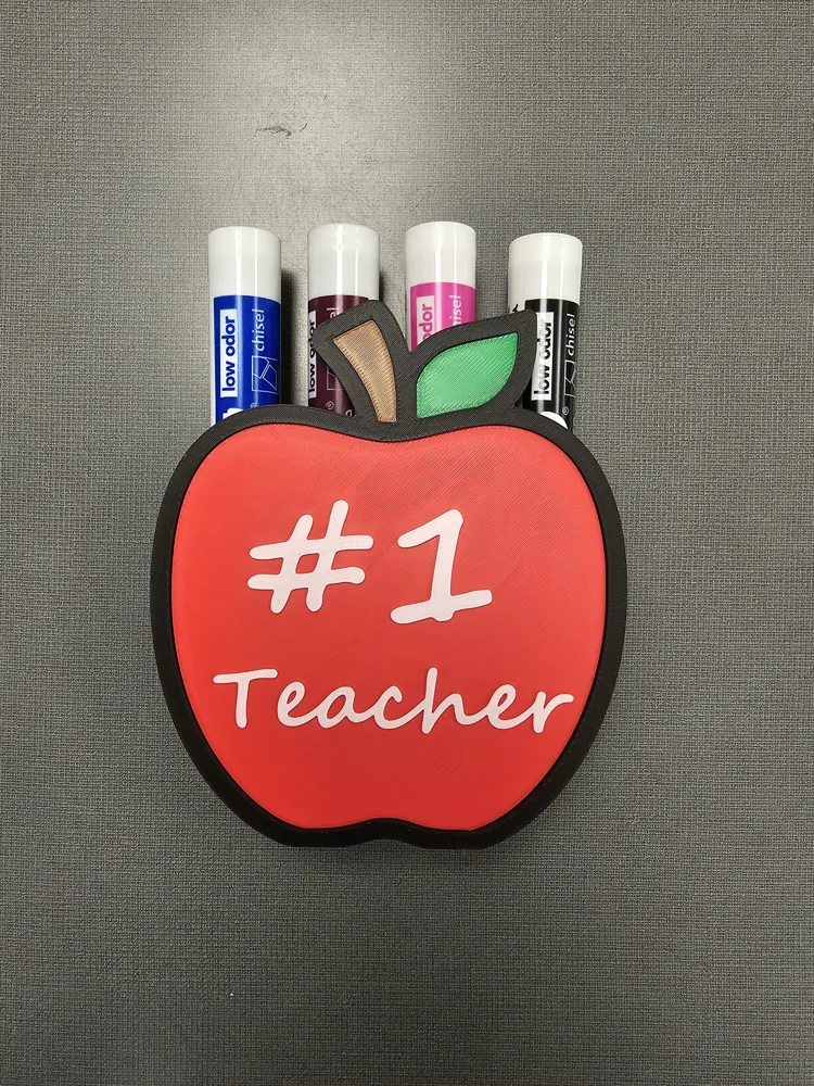 Dry Erase Maker Holder Teacher Apple - Free 3D Print Model - MakerWorld