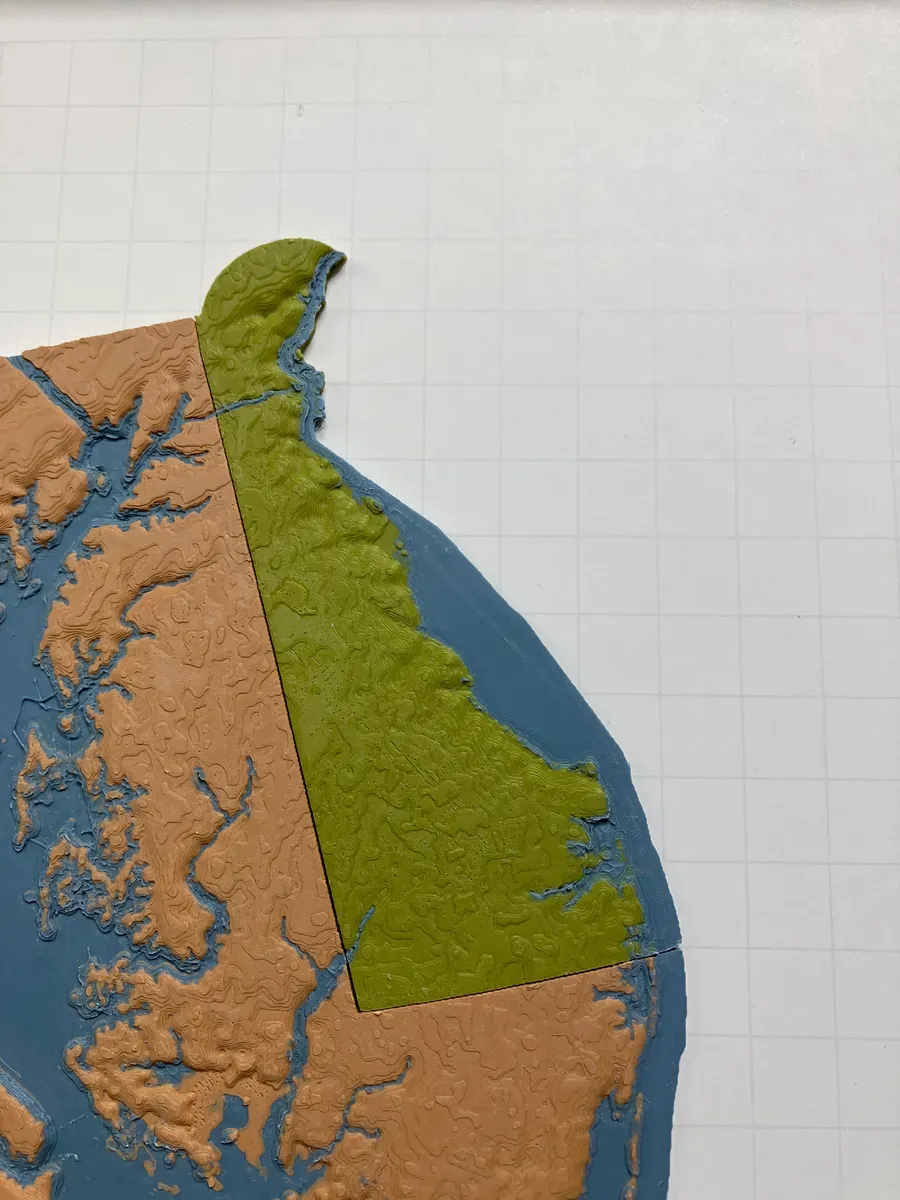 Delaware, USA (DE) Linear Topographic Map by ansonl - MakerWorld