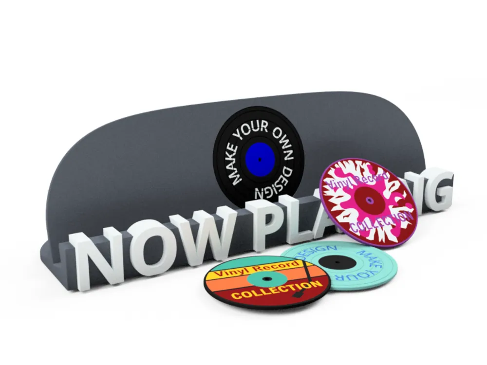 Vinyl Stand "NOW PLAYING" with Disc inlay - Free 3D Print Model ...