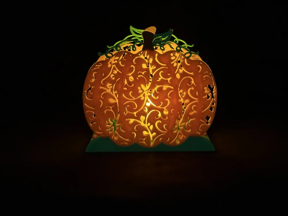 Fall Filigree Pumpkin Tealight Lantern by The Playful 3D Print Company MakerWorld: Download Free ...