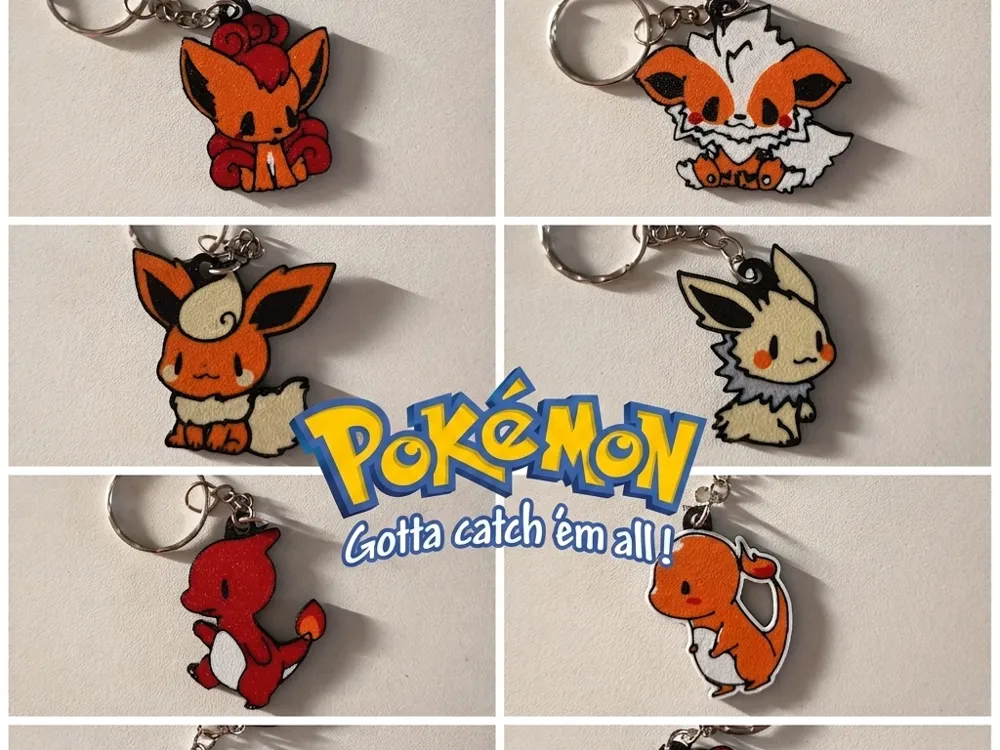 Pokemon Collection Keychain - Free 3D Print Model - MakerWorld