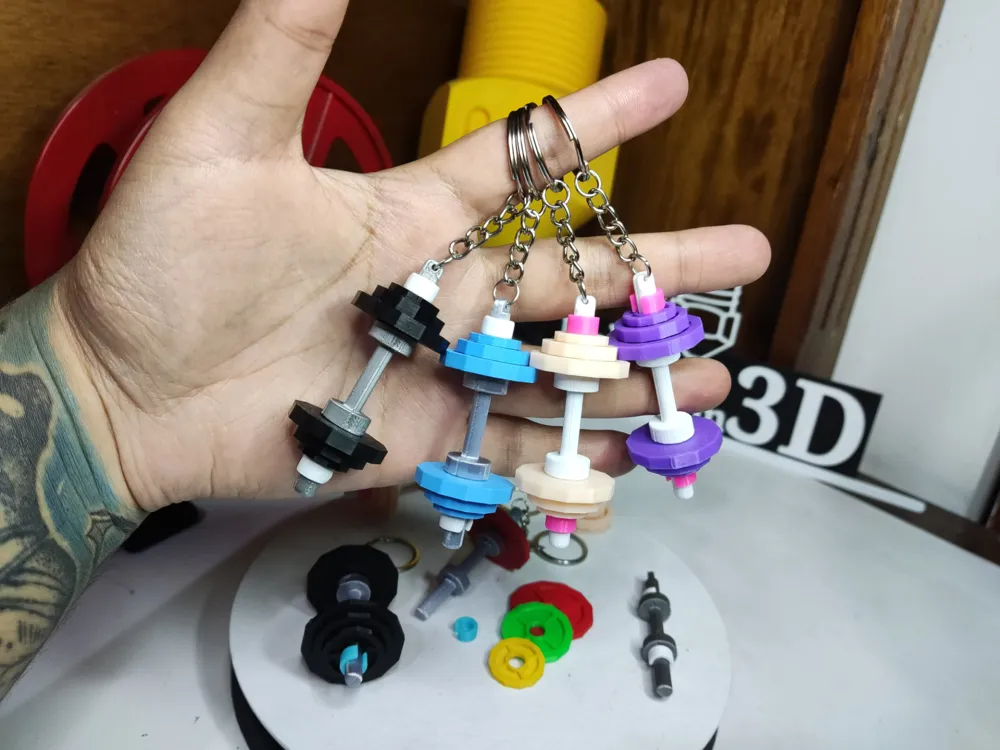 Keychain GYM Dumbbells v3 by Makers.m3D - MakerWorld