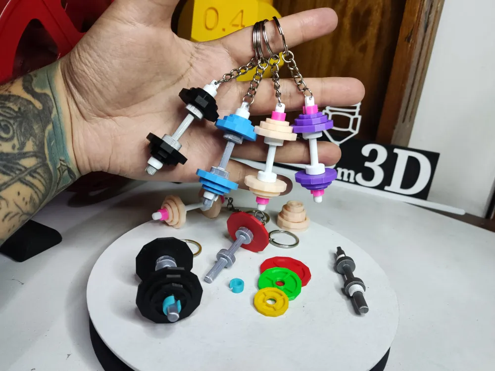 Keychain GYM Dumbbells v3 by Makers.m3D - MakerWorld
