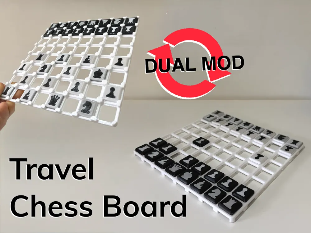 Reiseschach – 2-in-1 Brett Dame – Kostenloses 3D-Druckmodell – MakerWorld
