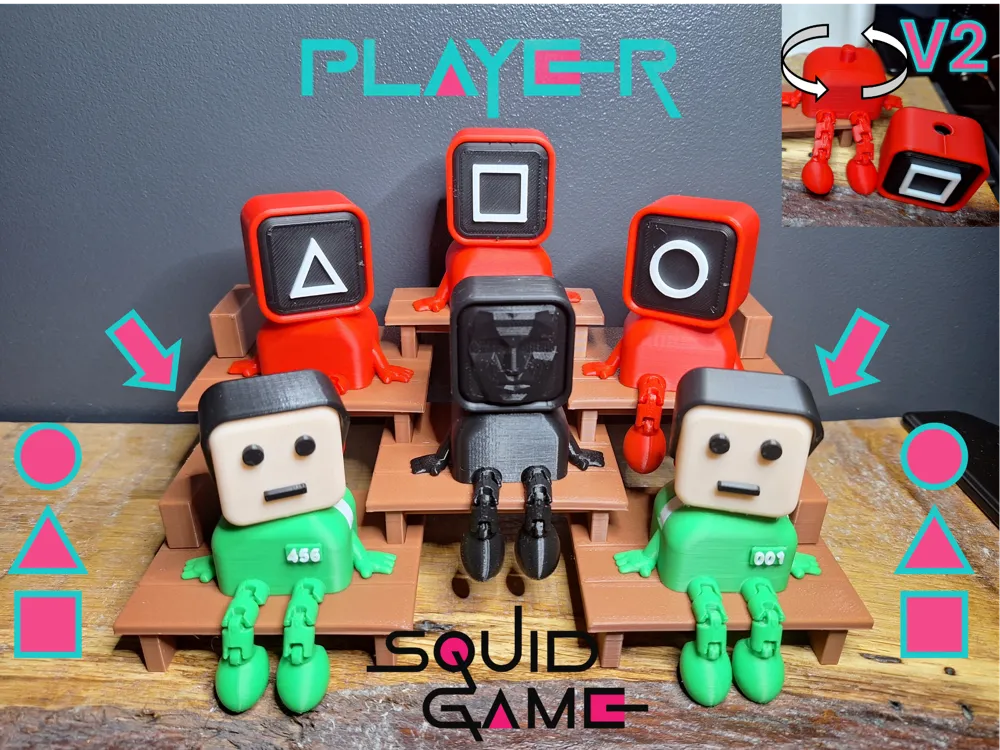 Squid Game - Player 001 & 456 - Free 3D Print Model - MakerWorld