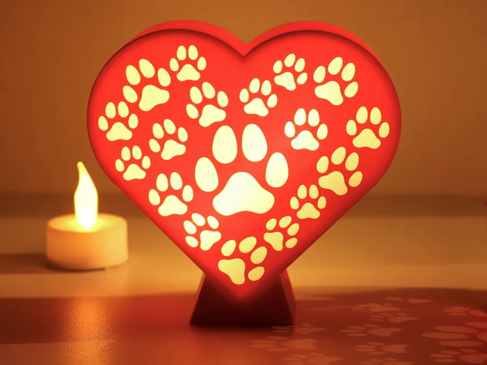 Dog Paws on Heart Lamp by Johnny_Bit MakerWorld: Download Free 3D Models