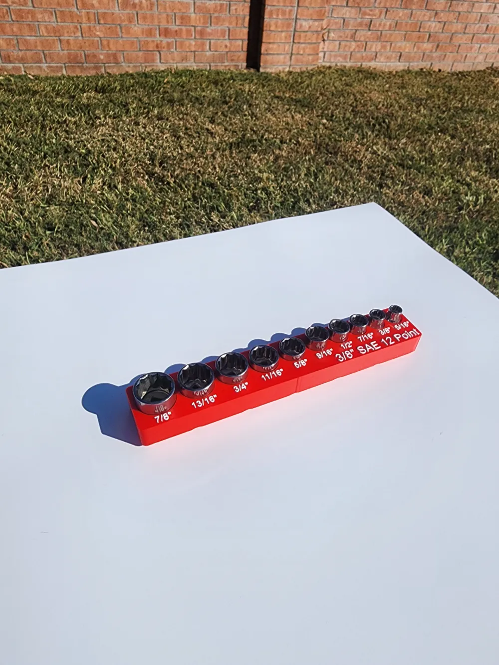 3/8" SAE 12 point socket holder, gridfinity by Fabrication LabsMakerWorld: Download Free 3D Models