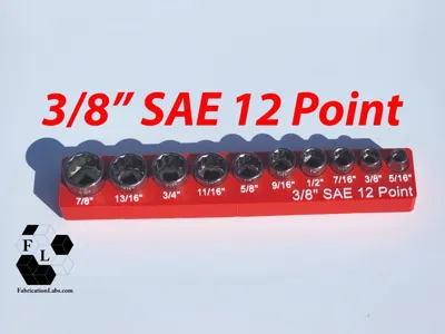 3/8" SAE 12 Point Gridfinity Socket Holder Remixed by DisownedPenny MakerWorld: Download Free 3D ...